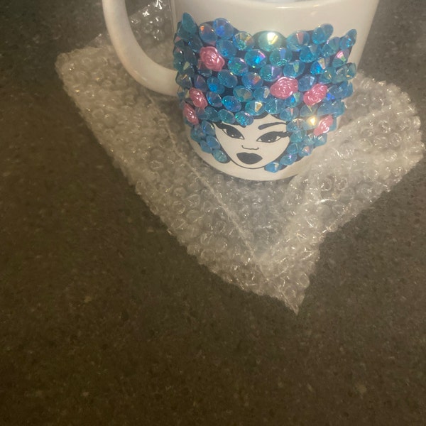 Rhinestone African Diva Mug: Handcrafted Afro Glam Coffee Cup, Story ...