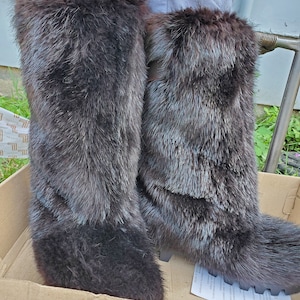 Black Beaver Fur Boots for Men, Mukluk Boots,viking Boots, Yeti Boots ...