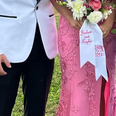 Preppy Monogrammed Homecoming or Prom Bouquet Ribbon/personalized ...