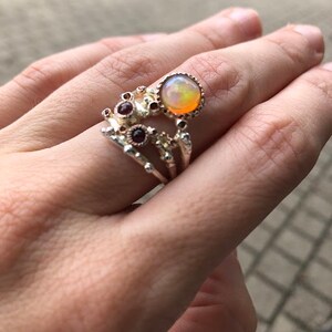 Sterling Silver Natural Fire Opal Rose Flower Ring 8 - Etsy