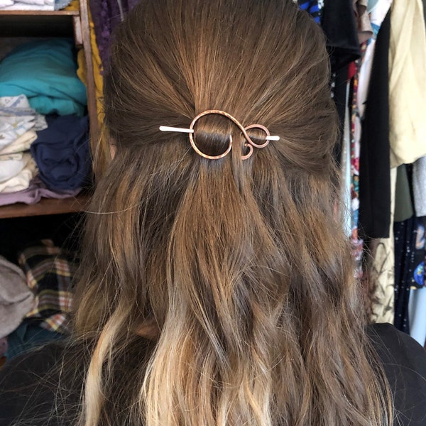 Celtic Spiral Hair Pin in Copper or Brass Barrette Hair Holder - Thin ...