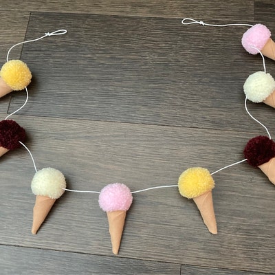 Pom Pom Ice Cream Garland 1m Pom Pom Ice Cream Bunting Pom Pom Ice ...