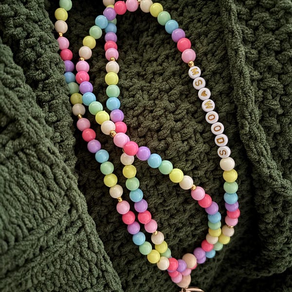 Teacher Lanyard, Personalized Lanyard, Acrylic Beaded Lanyard, Glass ...