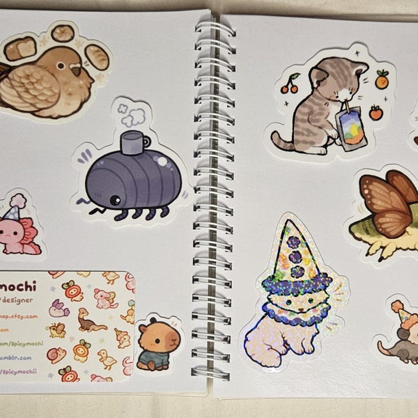 Series 2: Tiny Party Animals Sticker Set of 11 / Mini Animal Stickers ...