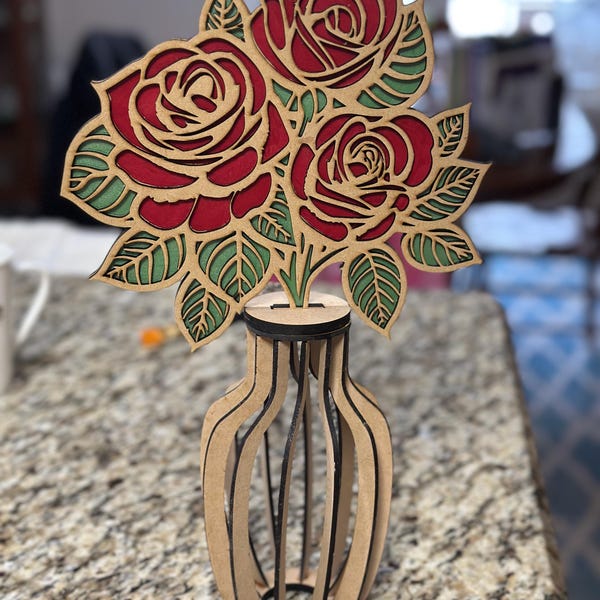 3D Floral Table Centerpiece Laser Cut File for 3mm and 1/8 Inch Wood ...