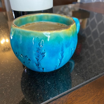 Colorful Glaze Stoneware Mug Handcrafted Vibrant Pottery Coffee Cup ...