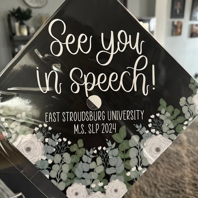 Custom eucalyptus Greenery Graduation Cap Topper, SLP Graduation Cap ...