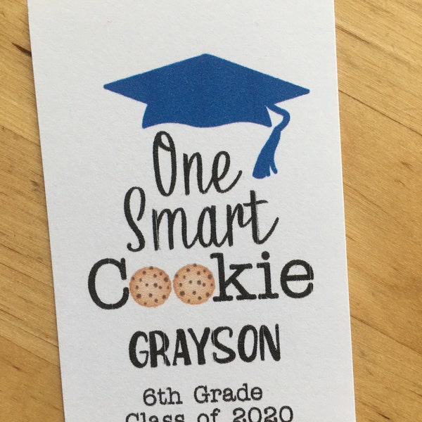 EDITABLE Graduation Party Favor Tags, One Smart Cookie, Personalized ...