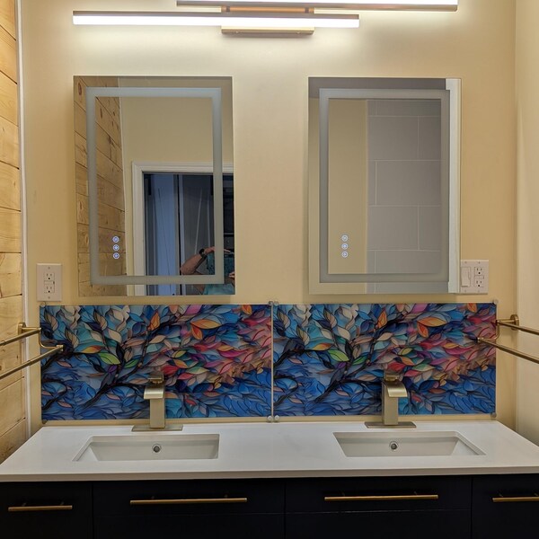 Tempered Glass Backsplash, Life of Tree Backsplash, Metal Backsplash ...