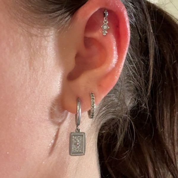 Dainty F136 Titanium 16G Lena Screw Flat Back Vertical Helix Piercing ...