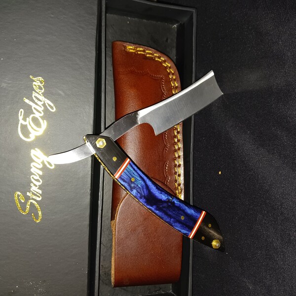 Custom Hand Made Damascus Steel Straight Folding Razor With Shaving ...