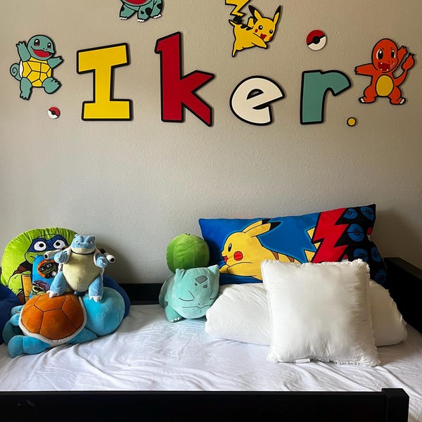 Personalized Poke Animals Pokeball Kids Room Pikachu Nursery Decor Ash ...