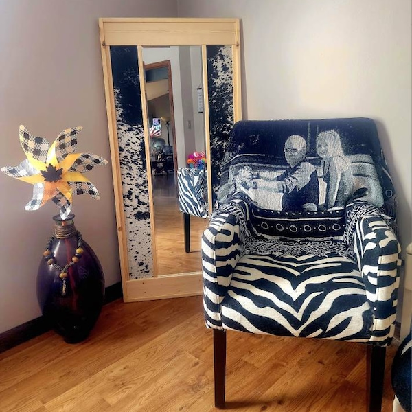 Full Length Hanging Hide Mirror, Cow Hide Mirror, Western Style Full ...