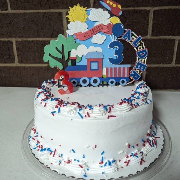 Train Cake Topper, Choo Choo Three, Train Party Cake Topper - Etsy