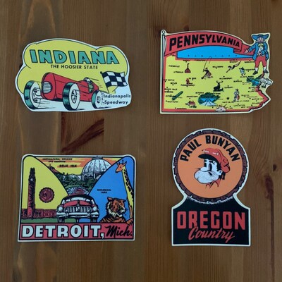 Vintage 1950's Style Detroit Michigan Retro Travel Decal Sticker State ...