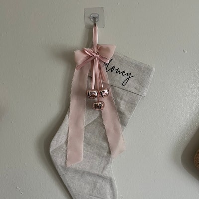 Personalized Bow Christmas Stockings Custom Natural Linen Xmas Stocking ...