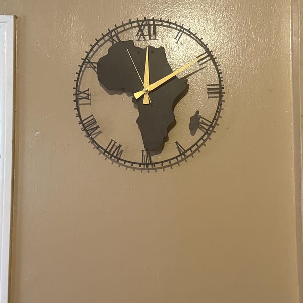 Black Africa Map Clock, Africa Metal Wall Clock, Livingroom Metal Wall ...