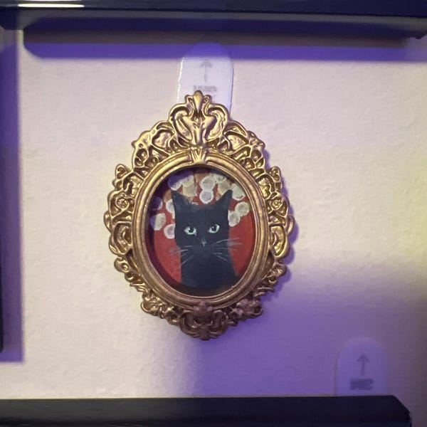 Black Cat 2x 2 Original Miniature Acrylic Painting on Canvas With or ...