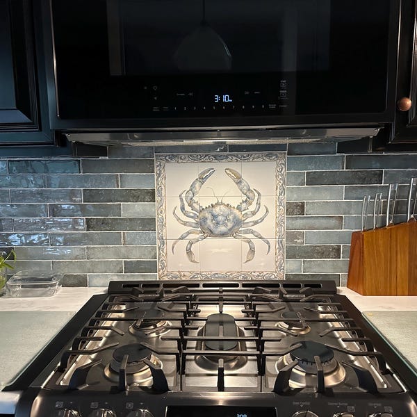 Crab Tile Mural in Marine Style, Crab Backsplash Tiles - Etsy