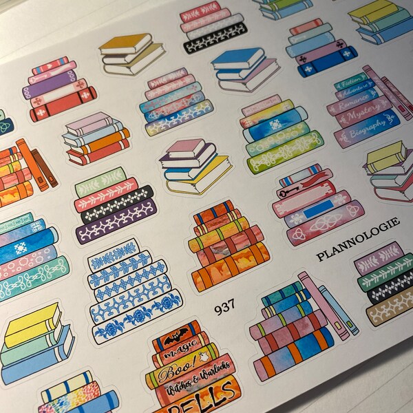 Book Icon Planner Stickers - Stacks of Books - Book Stickers - Book ...