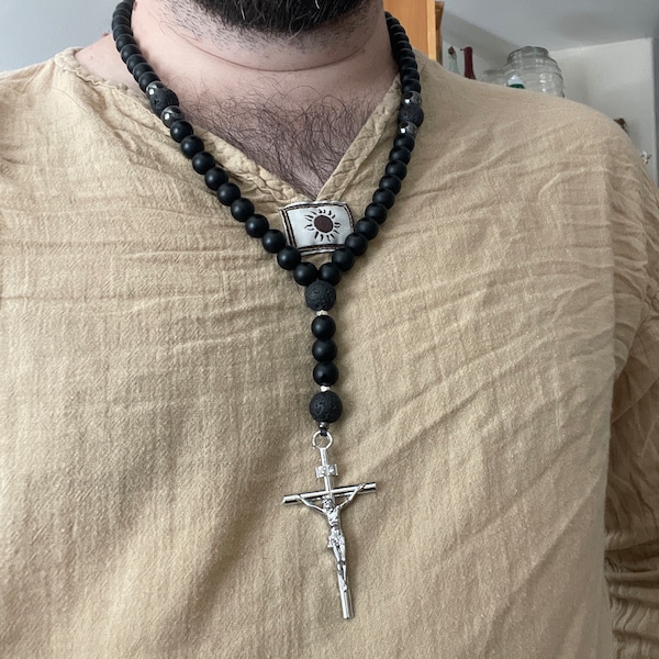 Men's Genuine Shungite Rosary, Catholic Rosaries, Prayer Necklace, Dad ...