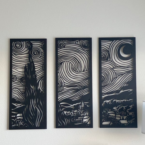 Van Gogh Starry Night Metal Wall Art, Van Gogh Metal Wall Art, Living ...