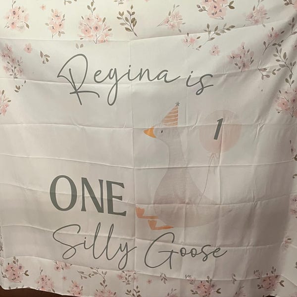 One Silly Goose Birthday Backdrop, One Silly Goose Custom Floral Sign ...