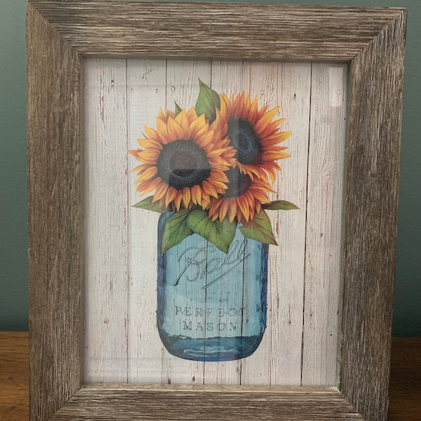 11x4-digital Download-sunflowers Flowers in Vintage Mason Jar on Barn ...
