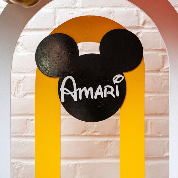 Mickey or Minnie Mouse Baby Name Laser Cut Sign. Door Hanger. Wall ...