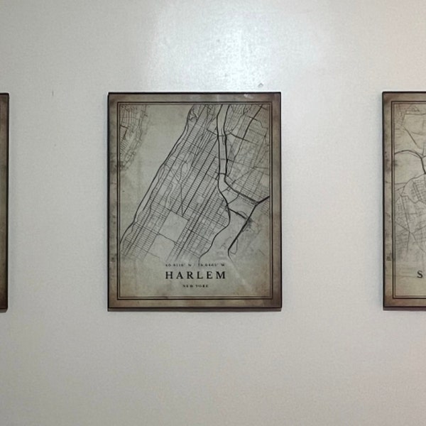 Set of 3 ANY CITY Vintage Map Posters | Personalized Antique Map Prints ...