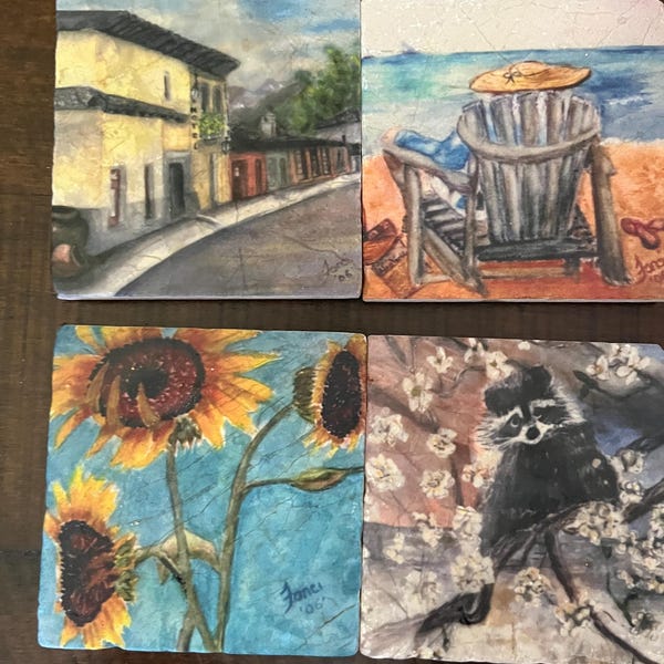 Photo Personalized Tumbled Stone Coaster Set of 4 for Family, Wedding ...