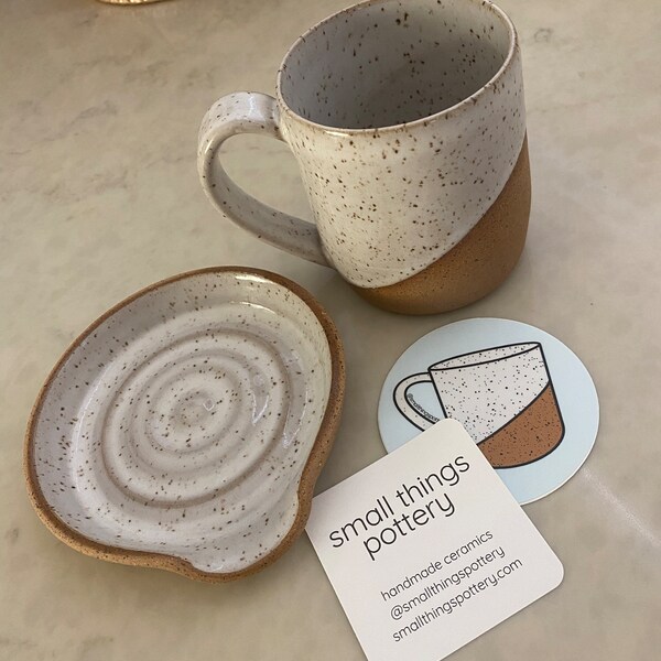 10 Oz White Speckled Ceramic Mug Handmade Pottery - Etsy