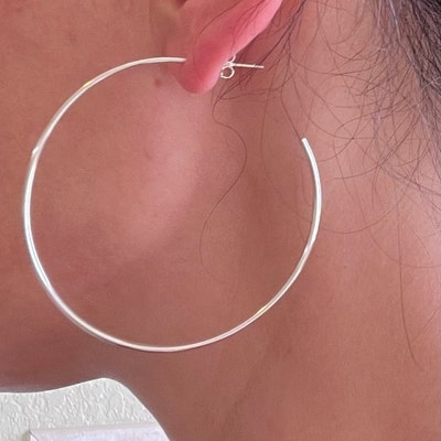 Large Skinny Gold Hoops, 2.25 Inch Hoops With Post in 14K Gold Fill ...