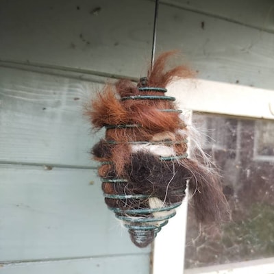 Alpaca Bird Nesting Material in Ring Hanging Holder 100% Natural Alpaca ...