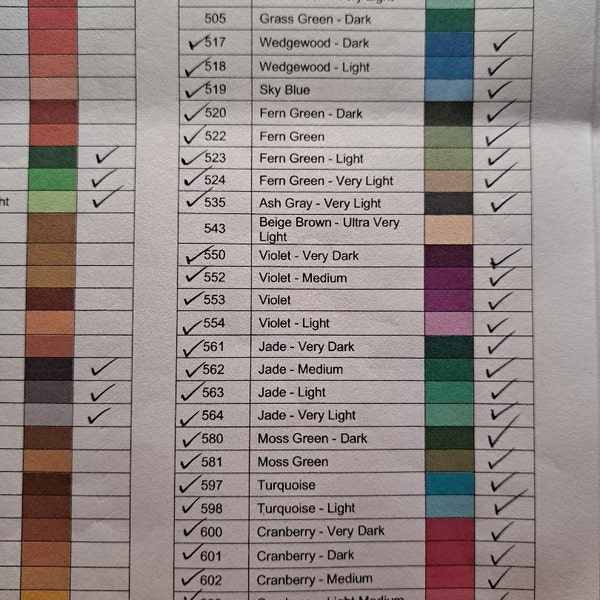 Printable DMC Thread Color Chart Tracker Inventory Sheet - Etsy