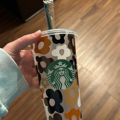 70s Groovy Flower SVG Starbucks Cup Svg, 24oz Venti Cold Cup Tumbler ...