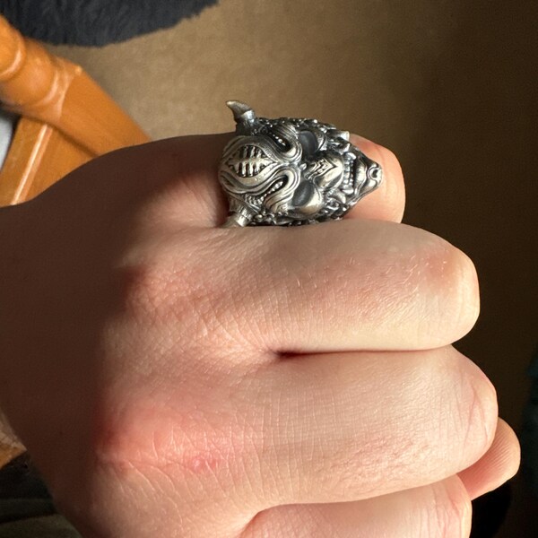 Greek Spartan Warrior Unique Signet Ring for Men in Silver, Vintage ...