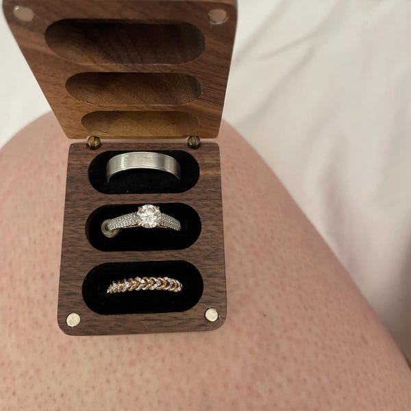 Triple Flip Wooden Ring Box, Custom Wedding Ring Box, Engagement Ring Box, Ring Bearer Ring Box ...