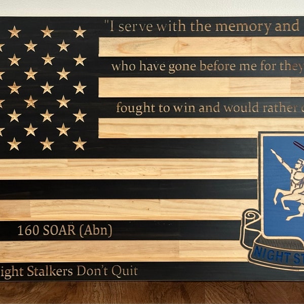 160th SOAR Night Stalkers Subdued Black American Flag With Color - Etsy