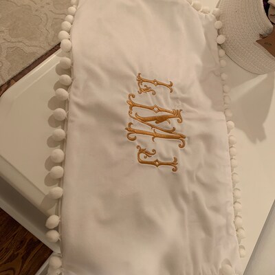 Embroidered Velvet Monogram Pillow. Insert Included. 12x20 Personalized ...