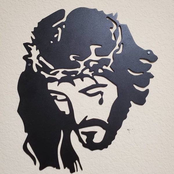 Jesus Metal Sign, Jesus Wall Art, Crown of Thornes, Jesus Face ...