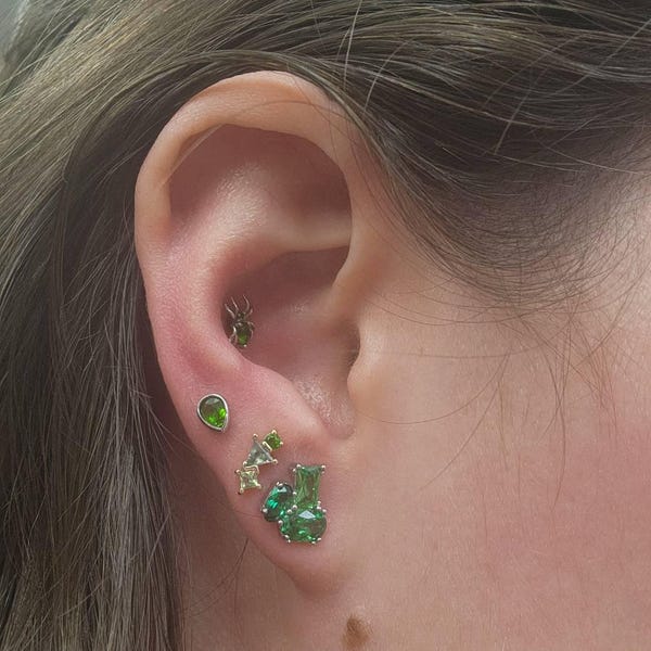 Silver Spider Chrome Diopside Tsavorite Labradorite Earring Dainty ...