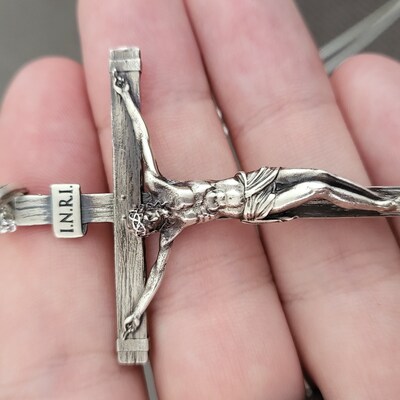 Personalized Silver Jesus Cross Necklace Handmade Crucifixion - Etsy