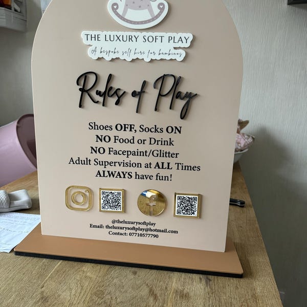 Acrylic Play Rules Sign, Soft Play Business Sign, Bouncy Castle ...