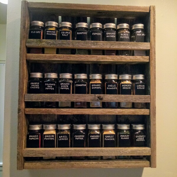 Rustic Mason Jar Spice Rack Display, Spice Rack, Mason Jars, Kitchen ...