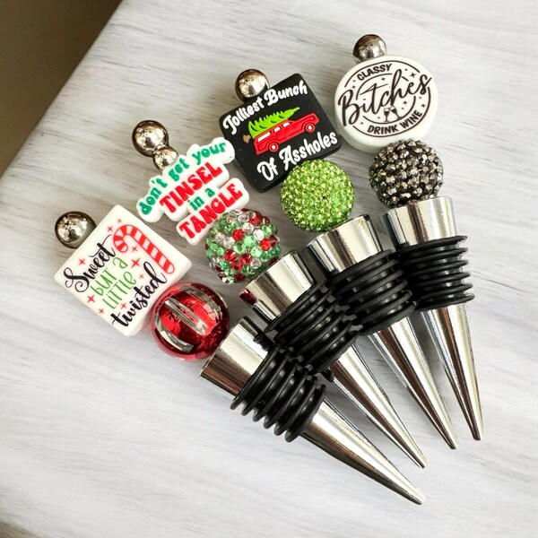 Christmas Beaded Wine Stopper #3 - Etsy