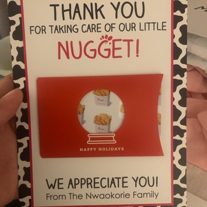 PRINTED Chick Fil A Gift Card Holder, Teacher Appreciation Gift Card ...