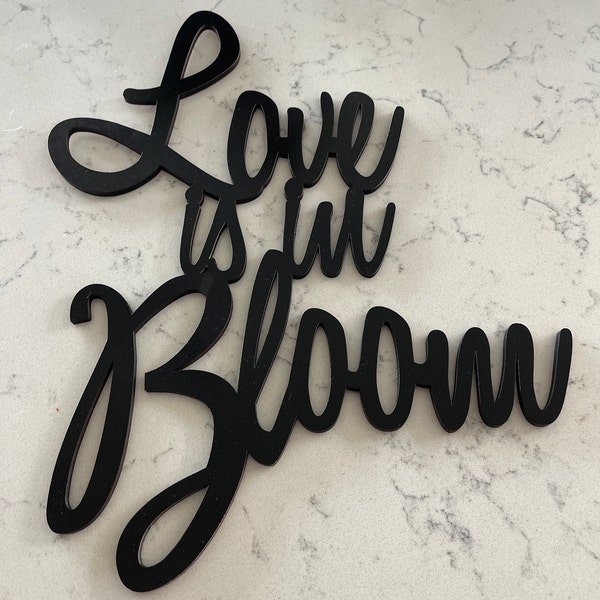 Love is in Bloom Sign- Bridal Shower Backdrop- Wooden Script Sign ...
