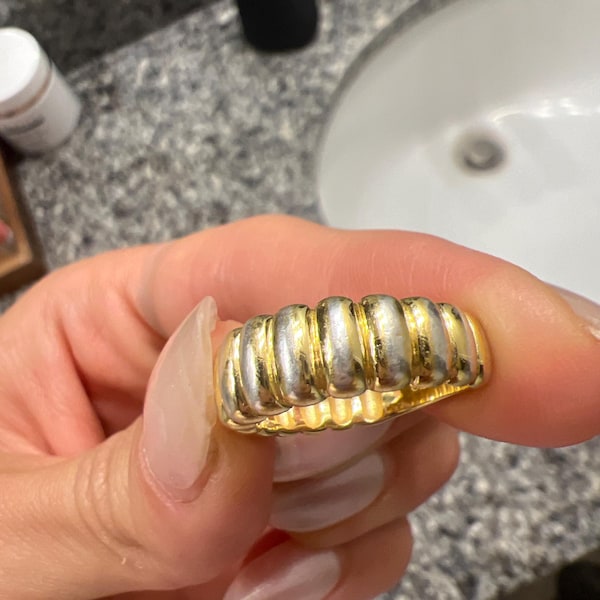 Statement Ring, Gold Ring, Fluted Ring, Minimalist Ring, Ribbed Ring ...