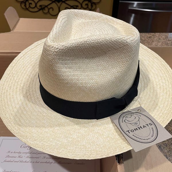 Genuine Panama Hat Ecuador - "fedora" Black Fino - High Quality Hat Made of Toquilla Straw ...